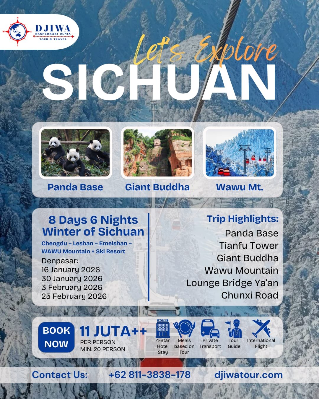 Winter in China Tour: Chengdu, Leshan, Emeishan, Ski Resort - Djiwa Tour